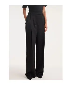 RÓHE High-waisted Pleated Wide-leg Pants - Black