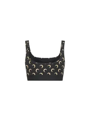 MARINE SERRE Moon-printed Sleeveless Sports Bra - Black