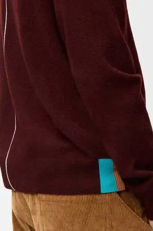 Loewe Two-tone Intarsia Detailed Crew Neck Jumper - Burgundy