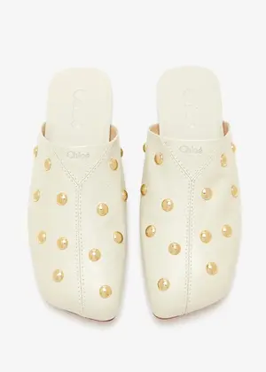Chloé Rita Studded Mules - White
