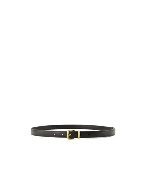 Miu Miu Logo Engraved Buckle Leather Belt - Black