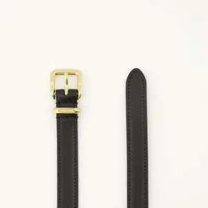 Miu Miu Logo Engraved Buckle Leather Belt - Black