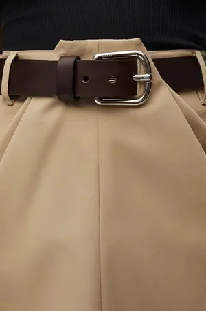 Loewe Draped Cotton Skirt With Leather Belt