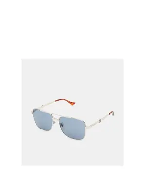 Gucci Logo Engraved Square Frame Sunglasses - Gray