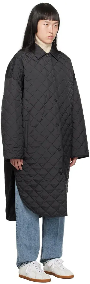 TOTEME Diamond-quilted Cocoon Coat - Black