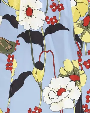 Marni Melodia Floral Print Cotton Poplin Midi Skirt - Blue