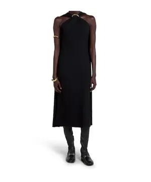 Gucci Halter Neck Evening Dress With Metal Bamboo Detail