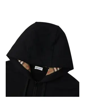 Burberry Checked Hooded Sweatshirt With Full Zip