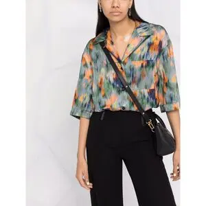 Off-White Abstract Print Lapel Shirt