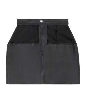 MAISON MARGIELA Leather Panelled Mini Straight Skirt - Black