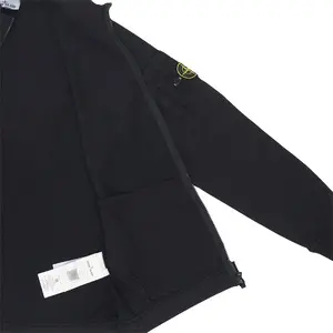 Stone Island Logo Patch Zip-up Sweatshirt - Black