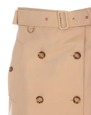 Burberry Midi Trench Skirt With Buckled Waistband