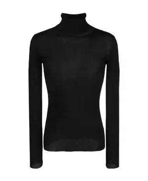 Off-White Ribbed Long-sleeve Turtleneck Jumper - Black