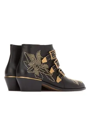 Chloé Susanna Embellished Buckled Ankle Boots - Black