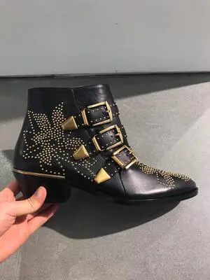 Chloé Susanna Embellished Buckled Ankle Boots - Black