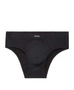 Zegna Logo Waist-side Panties - Black