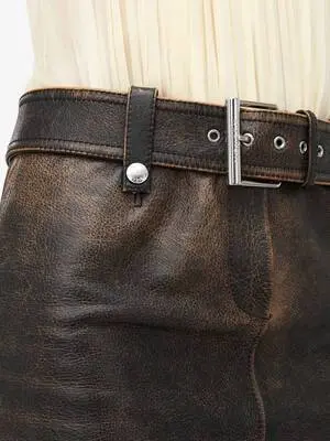 Alexander McQueen Belted Leather Mini Skirt
