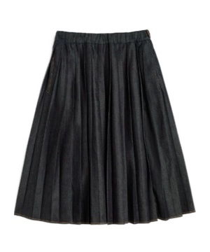JIL SANDER Pleated Denim Midi Skirt