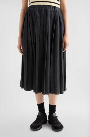 JIL SANDER Pleated Denim Midi Skirt