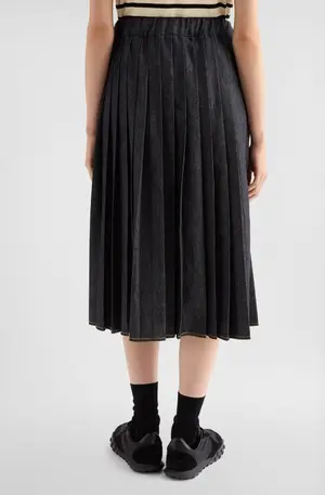JIL SANDER Pleated Denim Midi Skirt