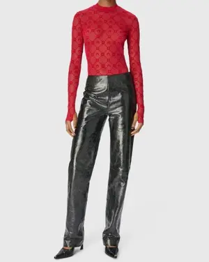MARINE SERRE Second Skin Semi-sheer Top With Bee Swarm Print - Red