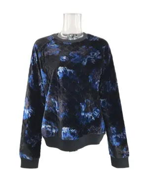 Sportmax Long-sleeved Quilted Floral Velvet Pullover Hoodie