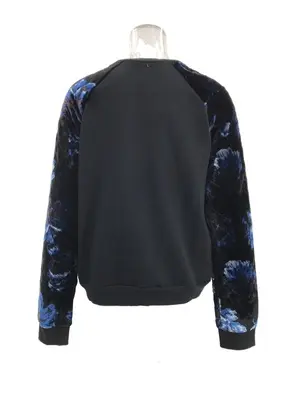 Sportmax Long-sleeved Quilted Floral Velvet Pullover Hoodie