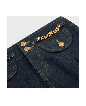 Celine Chain Detail Denim Mini Skirt