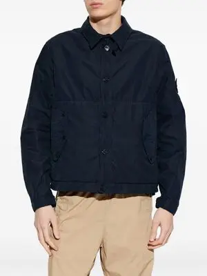 Stone Island Logo Patch Buttoned Jacket - Blue
