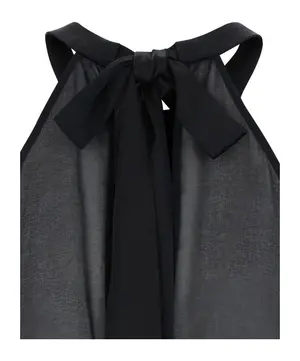 Pinko Satin Georgette Blouse With Back Neck Bow Detail