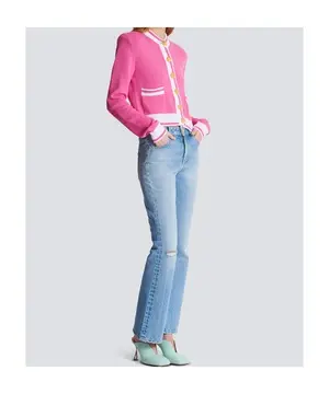Balmain Signature Knit Cardigan With Gold Buttons