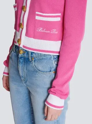 Balmain Signature Knit Cardigan With Gold Buttons