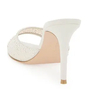 GIANVITO ROSSI Rania Crystal Embellished Pointed Toe Mules - White