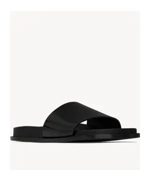 Saint Laurent Glazed Leather Slides