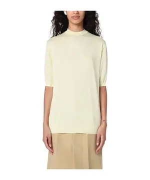 Bottega Veneta Logo Embroidered Knitted Top - White