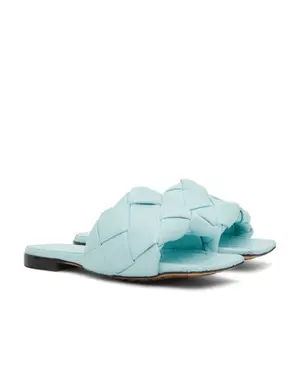 Bottega Veneta Woven Leather Slides - Blue
