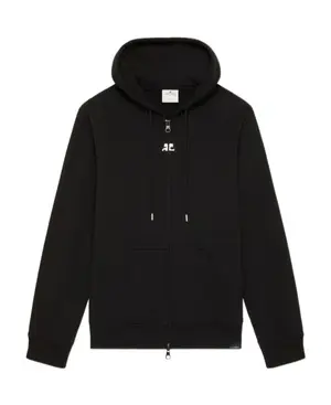 COURREGES Full Zip Hooded Sweatshirt With Ac Logo
