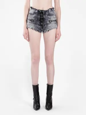 BEN TAVERNITI UNRAVEL PROJECT Denim Shorts With Lace-up Detail