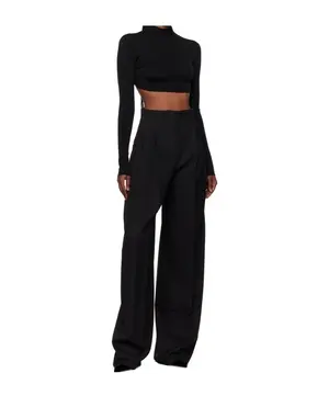 MUGLER Long-sleeve Open-back Cropped Top