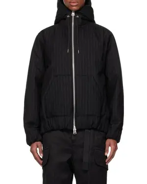 Sacai Zip-up Pinstriped Hooded Jacket