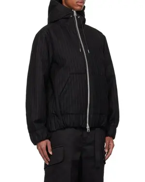 Sacai Zip-up Pinstriped Hooded Jacket