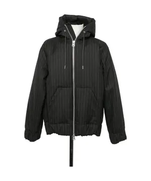 Sacai Zip-up Pinstriped Hooded Jacket