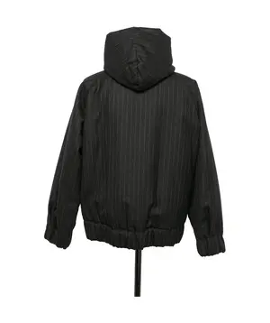 Sacai Zip-up Pinstriped Hooded Jacket