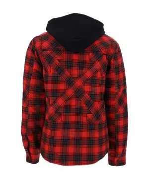 Off-White Checked Plaid Hooded Shirt Jacket
