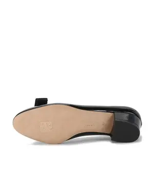 FERRAGAMO Patent Bow Detail Low Heel Pumps - Black