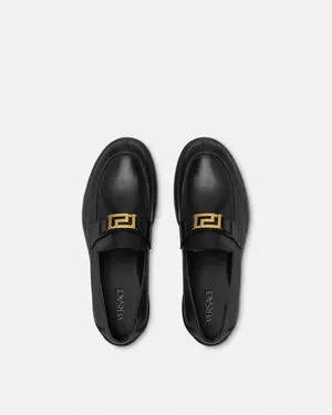 Versace Logo-engraved Leather Loafers