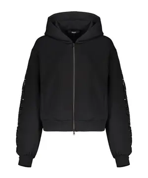Herno Zip Sequin-sleeve Hoodie