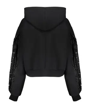 Herno Zip Sequin-sleeve Hoodie