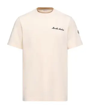 Moncler Logo Embroidered Crewneck T-shirt - White