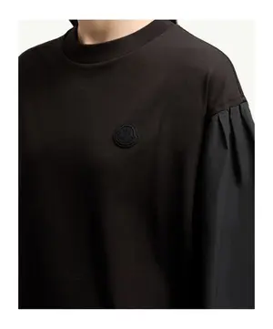 Moncler Pleated Sleeve Cotton Jersey Sweatshirt
